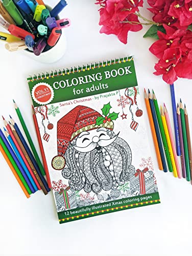 Santa’s Christmas Adult coloring book : Volume 11 by Prajakta P, spiral ...