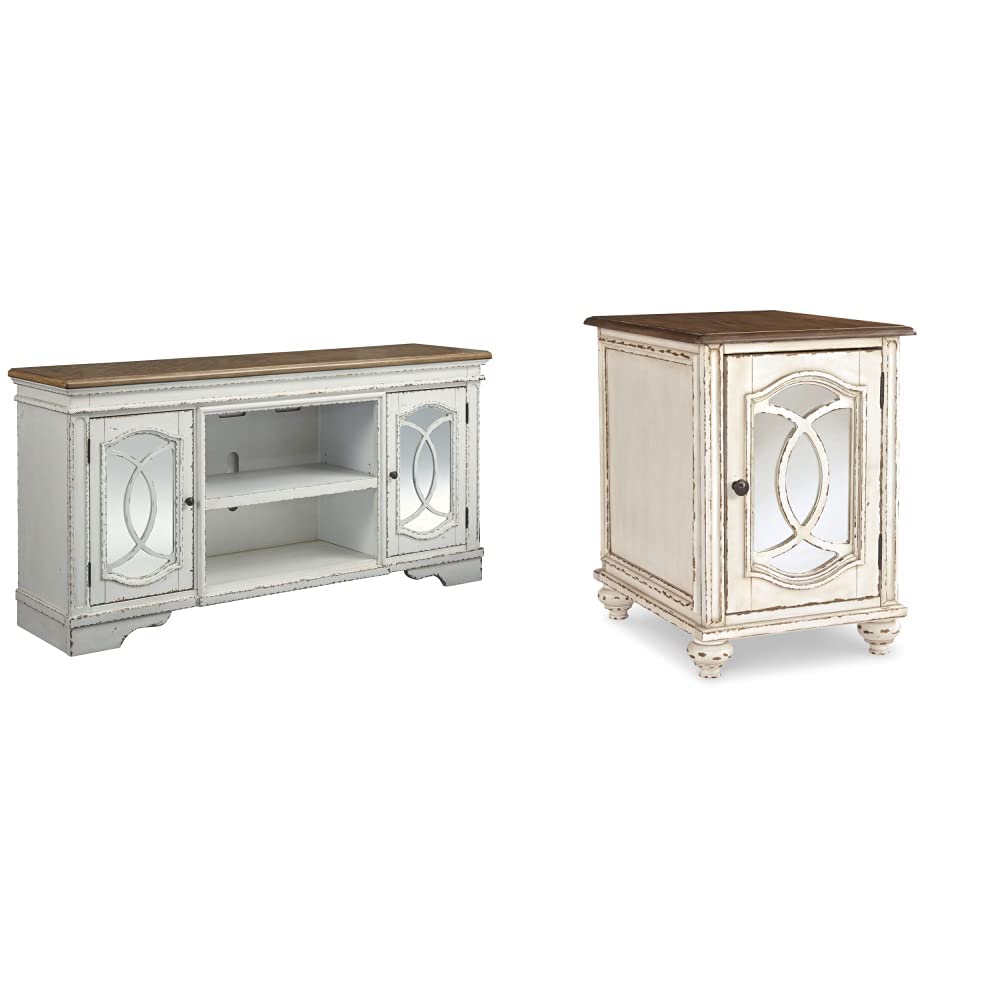 Amazon.com: Signature Ashley Realyn Farmhouse TV Stand and Chair Side ...