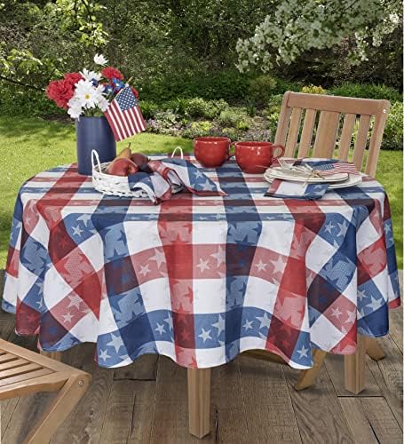 Amazon.com: Newbridge Round Fabric Tablecloth, 70 Inch, American Tossed ...