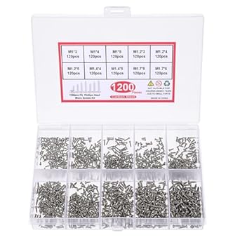 1200 Pcs Mini Screw Kit M1/M1.2/M1.4/M1.7 Micro Phillips Head Screws ...