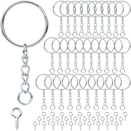170Pcs Keyring Keychain Accessories 85pcs 1 Inch Key Ring Hoop with ...