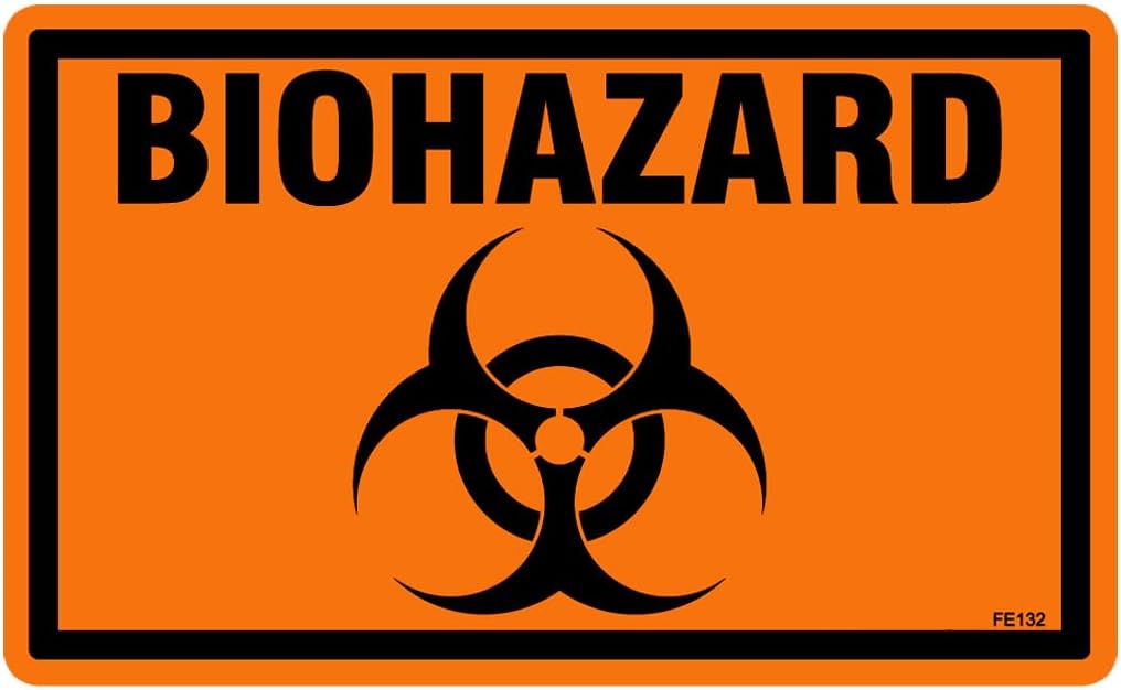 Amazon.com: Reflective Warning Biohazard Stickers - 5in x 3in - 100 ...