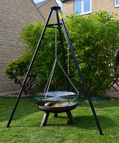 BBQ TRIPOD WITH HANGING 65CM DIA CHROMED GRILL WITH A FREE CARRY ...