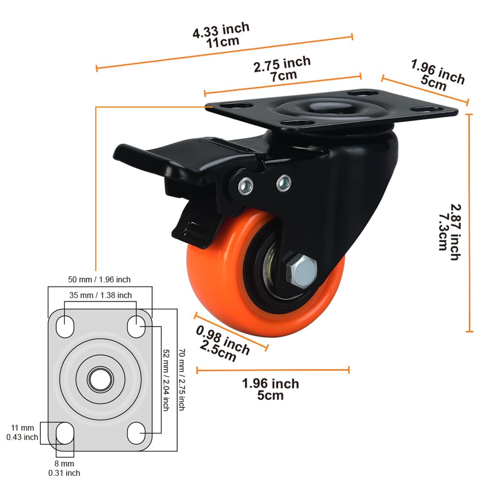Snapklik.com : ASRINIEY 2 Inch Caster Wheels, Casters Set Of 4 Heavy ...