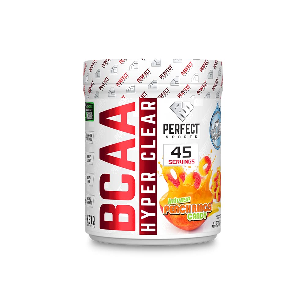 PERFECT Sports BCAA Hyper Clear, 5g Vegan BCAA's - Intense Peach Rings ...