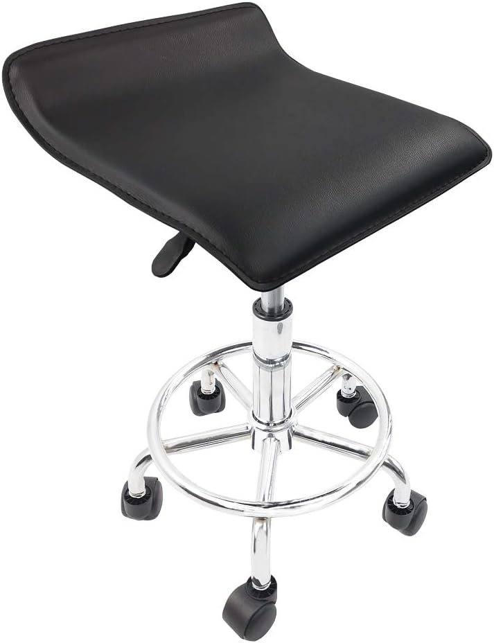 Amazon.com: FNZIR Square PU Cushion Rolling Stool with Wheels Height ...