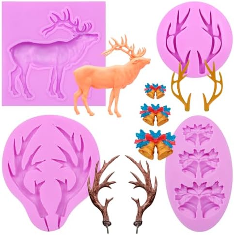 Amazon.com: Deer Horn Silicone Chocolate Molds, Christmas Bells Elk ...