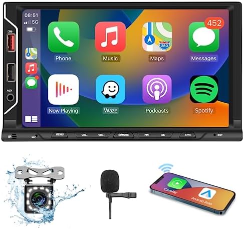 Amazon.com: Double Din Car Stereo Wireless Carplay Android Auto, 7 Inch ...
