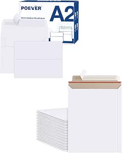 Amazon.com : Poever A2 White Envelopes 120 Pack & 9.25x11.75 Document ...