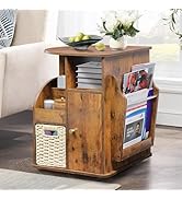 Amazon.com: TooCust Rotating End Table with Storage, Rotating Side ...