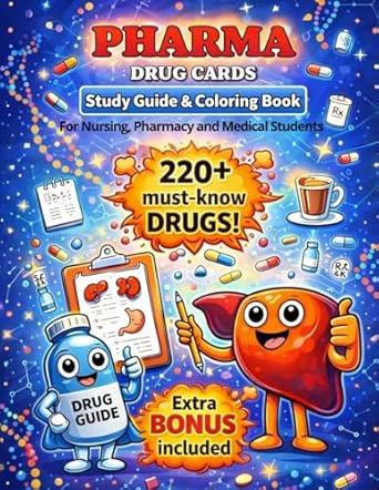 Pharmacology Study Guide & Coloring Book for Students: 220+ Drug Cards ...