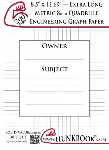 Engineering Graph Paper (200pages/White): Metric 8mm Quadrille ...