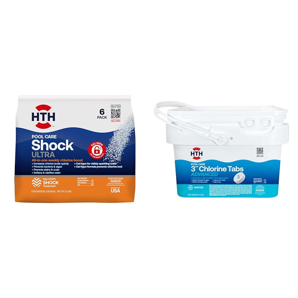 Amazon.com : HTH Swimming Pool Shock and Chlorine Tablets Bundle (6 ...