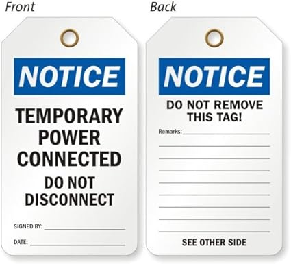 Amazon.com : Notice - Temporary Power Connected, Do Not Disconnect / Do ...