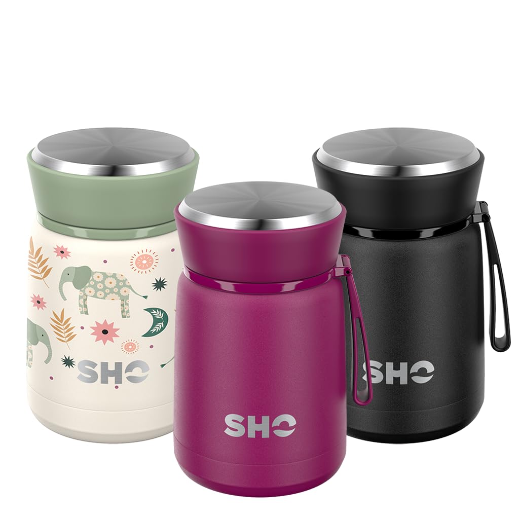 SHO Food Flask - Vacuum Insulated, Double Walled Stainless Steel Food ...