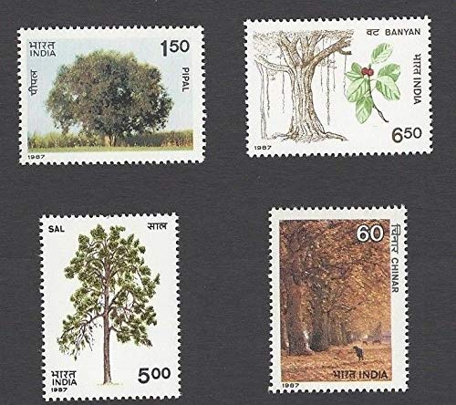 Buy India 1987 Indian Trees Chinar Pipal Sal Banyan Tree Stamp Set 4v ...