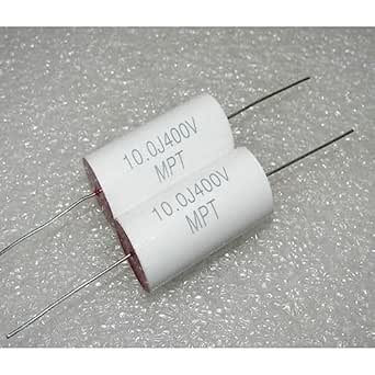 MPT Copper pin 10.0J 400V 10UF 106J axial Piercing red Head Frequency Division Film Capacitor 1 ...