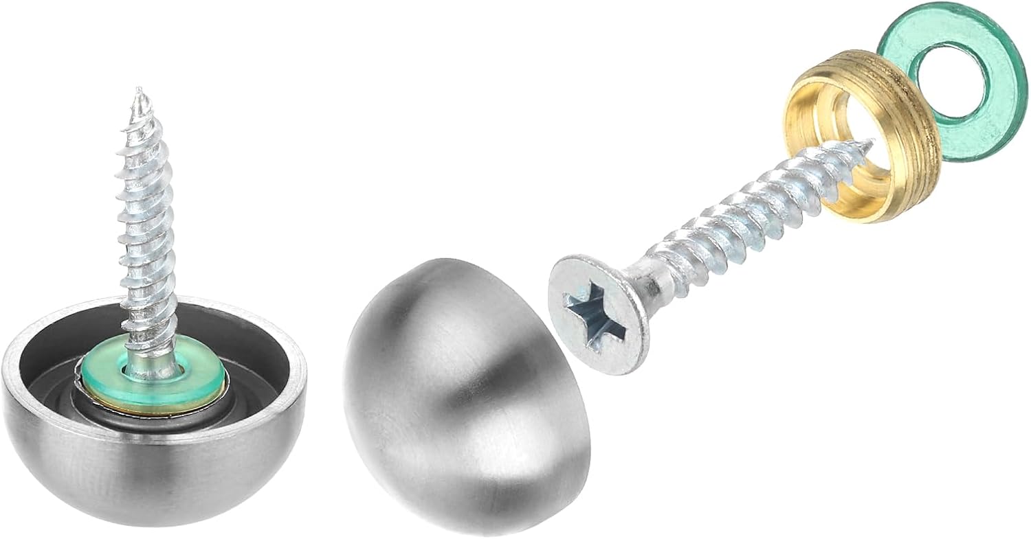 Amazon.com: uxcell 4 Set Mirror Screws with Caps, 20mm 304 Stainless ...