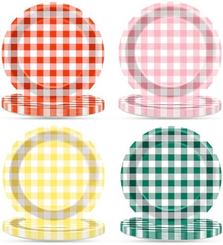Amazon.com: xo, Fetti Camp Gingham Paper Plates - 24 pk, 9 ...