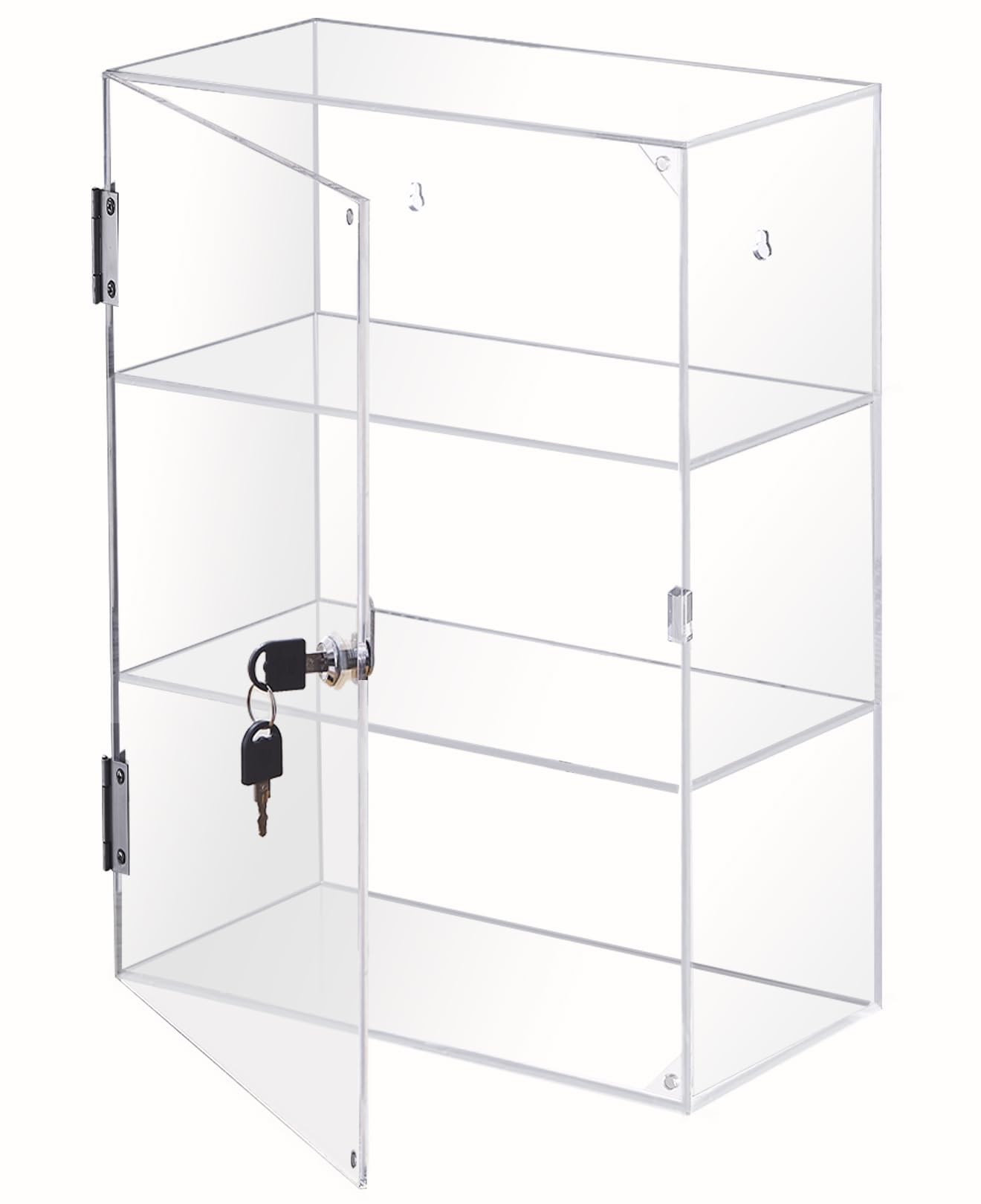 Amazon.com: Acrylic Display Case with Lock, Clear 3-Shelf Locking ...