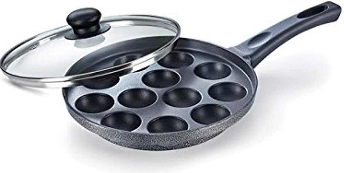 Planet 007 Non Stick Appa patra Appam Maker Glam with Glass Lid 12 Cup ...