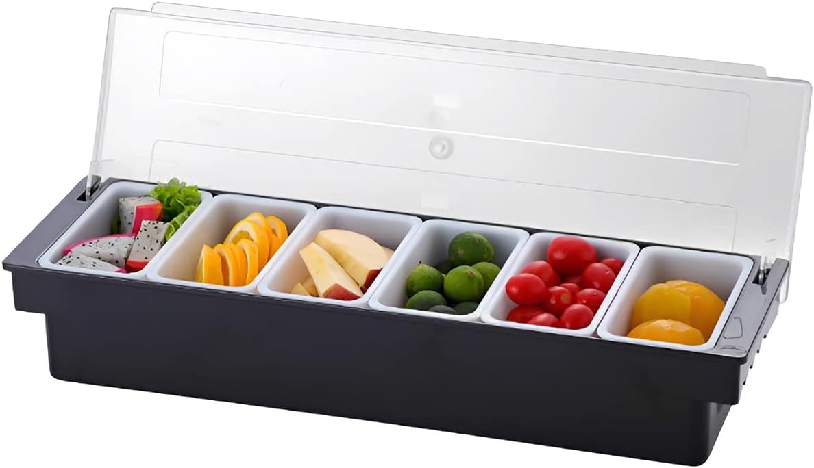 Pizza Toppings Station 6 Compartment Trays Detachable Plastic Pizza ...