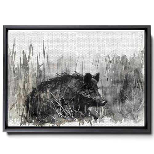 Amazon.com: Framed Print Watercolor – Wild boar Print on Canvas – Wall ...