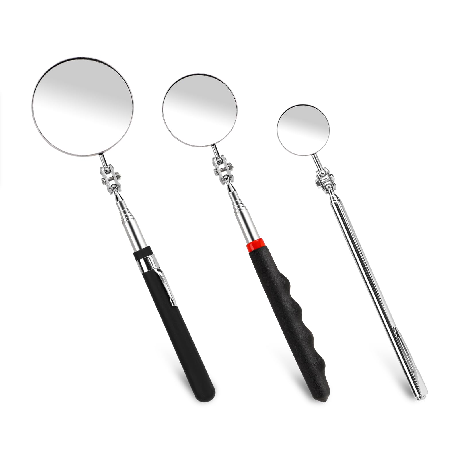 3 Pack Long Handle Extendable Mirror Telescoping Inspection Mirror ...