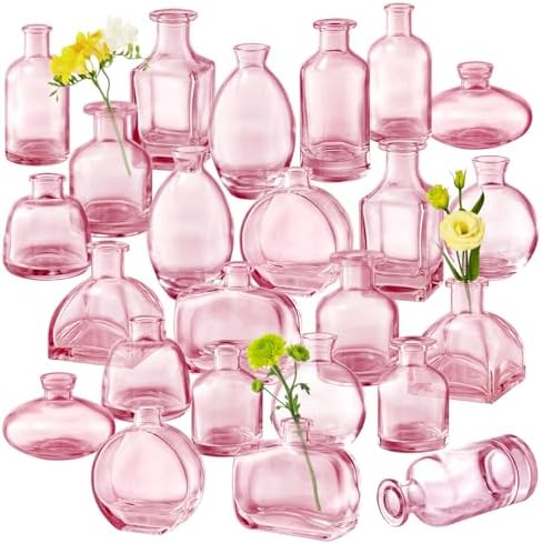 Amazon.com: foriy Amber Glass Bud Vase Set of 20 Small Vases for ...