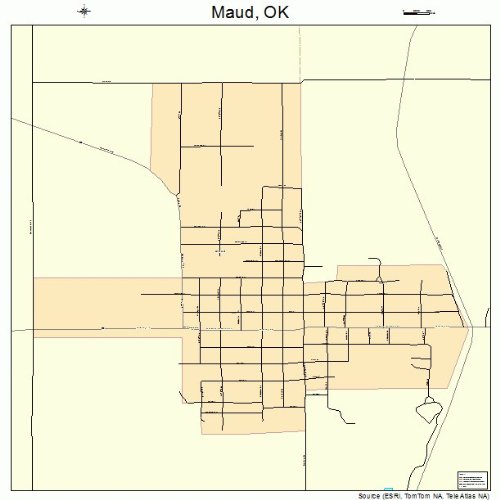 Large Street & Road Map of Maud, Oklahoma OK - Printed Poster Size Wall ...