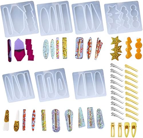 Amazon.com: 36 Pieces Silicone Resin Molds DIY Hair Pin Casting Mold ...
