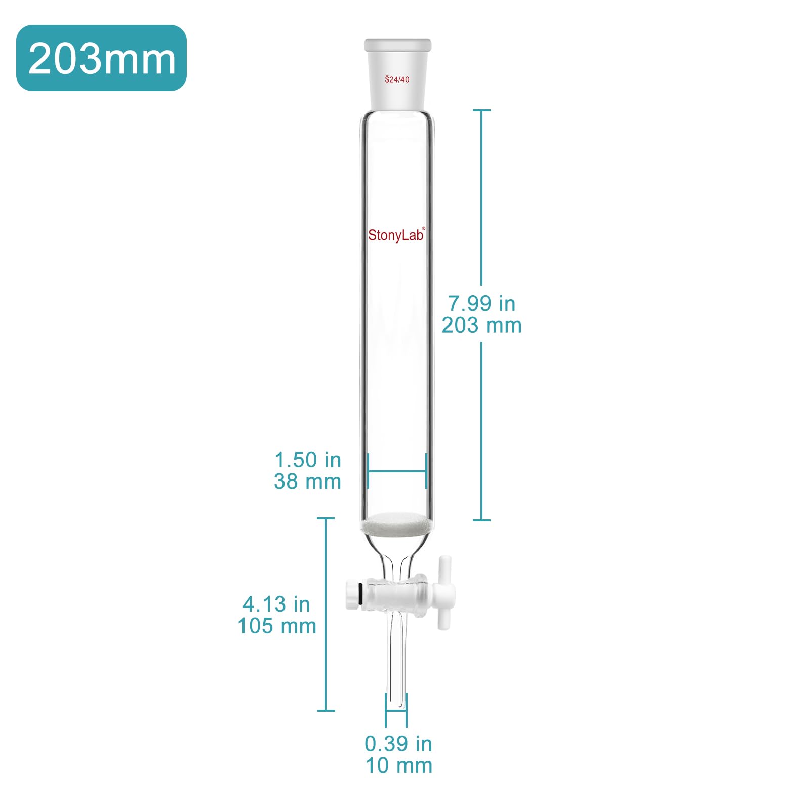 18 Inch Disc Glass Plain Tip Chromatography Column With Top Outer ...