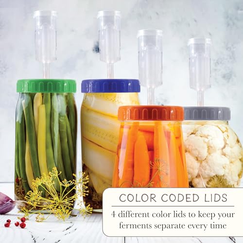 Snapklik.com : Elementi Fermentation Lids Set Of 4 - Fermenting Lids For Wide Mouth Mason Jars