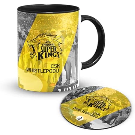 Buy The Desi Monk M.s Dhoni CSK Inside Black Mug with Tea Coaster Combo ...