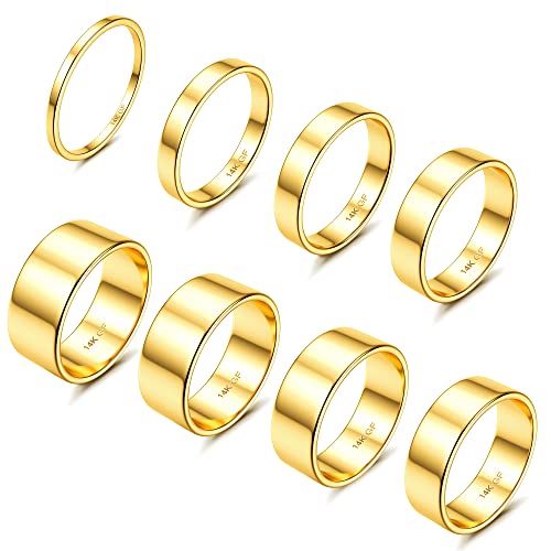 LOYALLOOK 8Pcs 14K Gold Filled Rings Stainless Steel Stacking Rings for ...