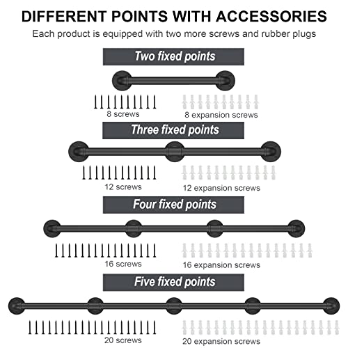 Groking 2FT Industrial Stair Railing Wall Mount Staircase Handrail ?1.3 ...