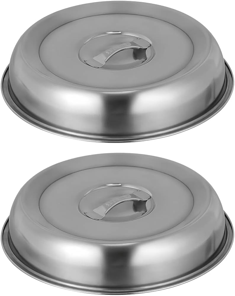 Lurrose 2pcs Stainless Steel Pot Dome, Round Stainless Steel Plate ...