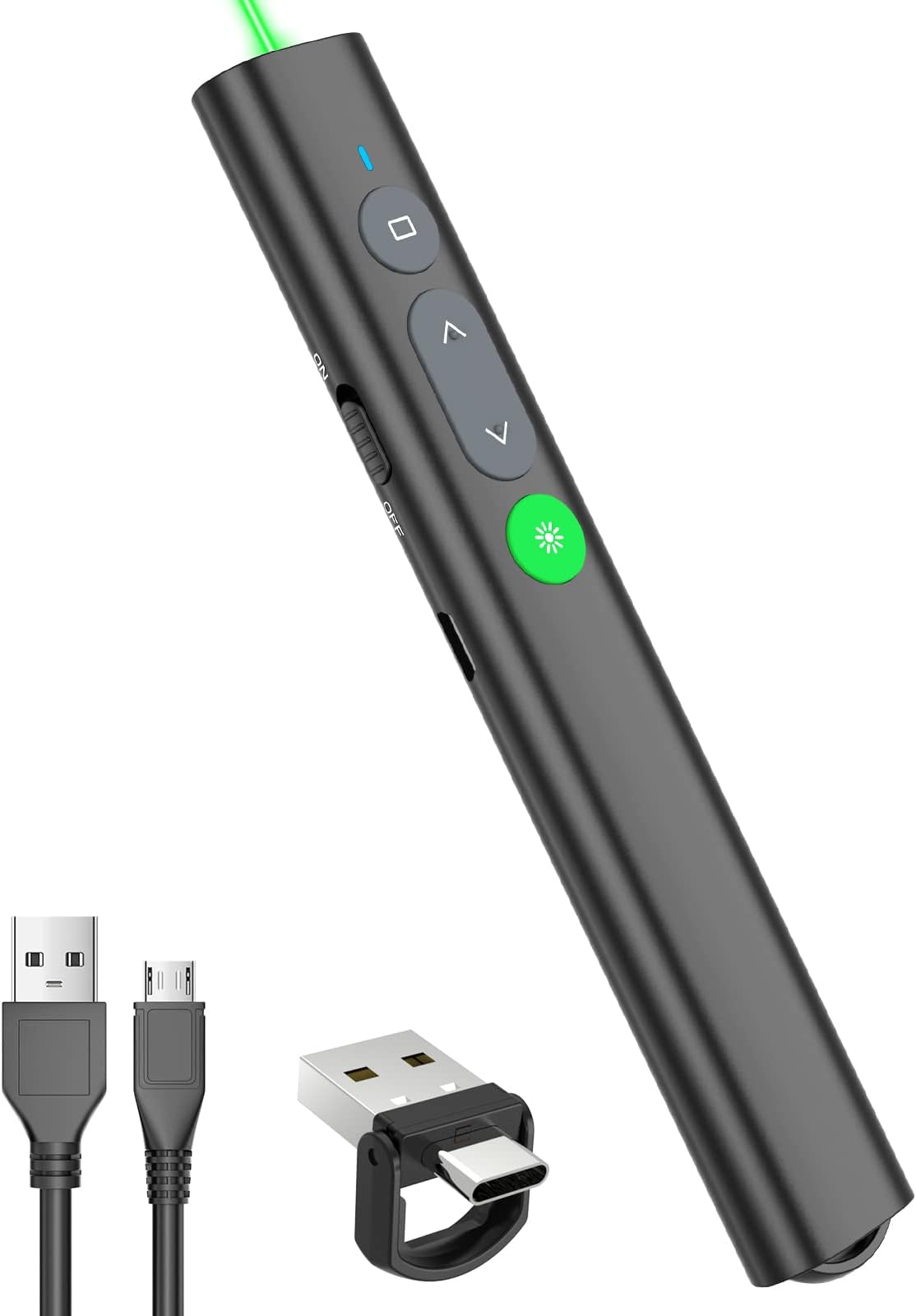 Amazon.com: DINOSTRIKE USB A and USB C Presentation Clicker Green Light ...