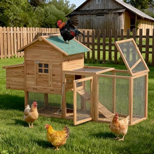 Amazon.com: 80" Chicken Coop, Outdoor Chicken House for 3-4 Chickens ...