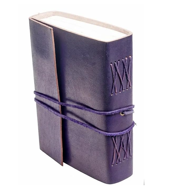 SWARNKRAFT Handmade Purple Leather Bound Writing Book Notebook Diary ...