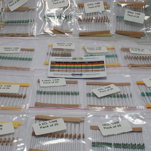 Lalitha Assorted Resistor Kit - 500 Pieces, 20 Values, 1/4 Watt, 5% ...