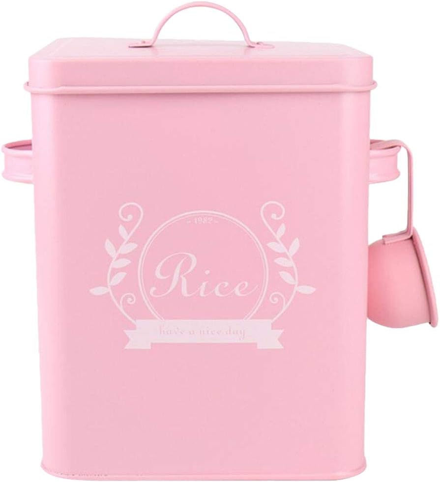 Amazon.com: Luzhengyang Large Pink Metal Storage Tin Canister Bucket ...