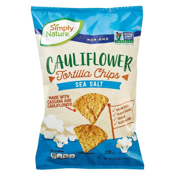 Amazon.com: Simply Nature Sea Salt Cauliflower Tortilla Chips, 4.5 oz ...