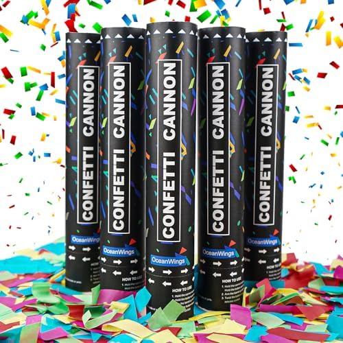Amazon.com: ELFULLY 6 Pack Confetti Cannon, Multi-Color Party Popper ...
