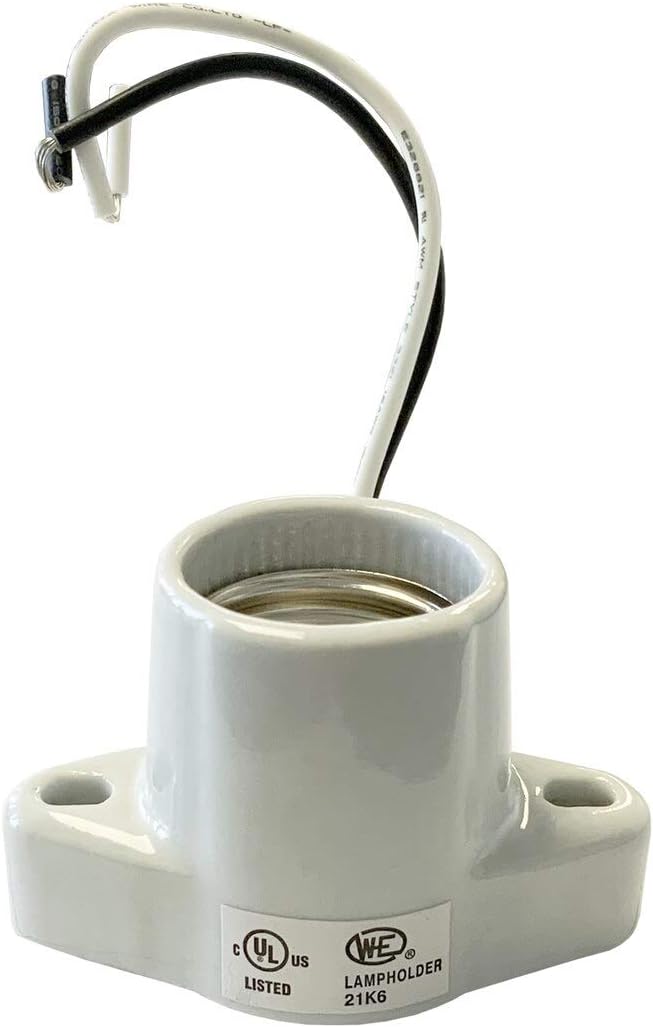 Surface Mount Medium Base Porcelain Socket Leads 6" Holes 2" C-C ...