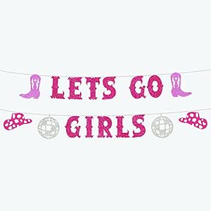 Amazon.com: BlissBash Let's Go Girls Banner – Cowgirl Bachelorette ...