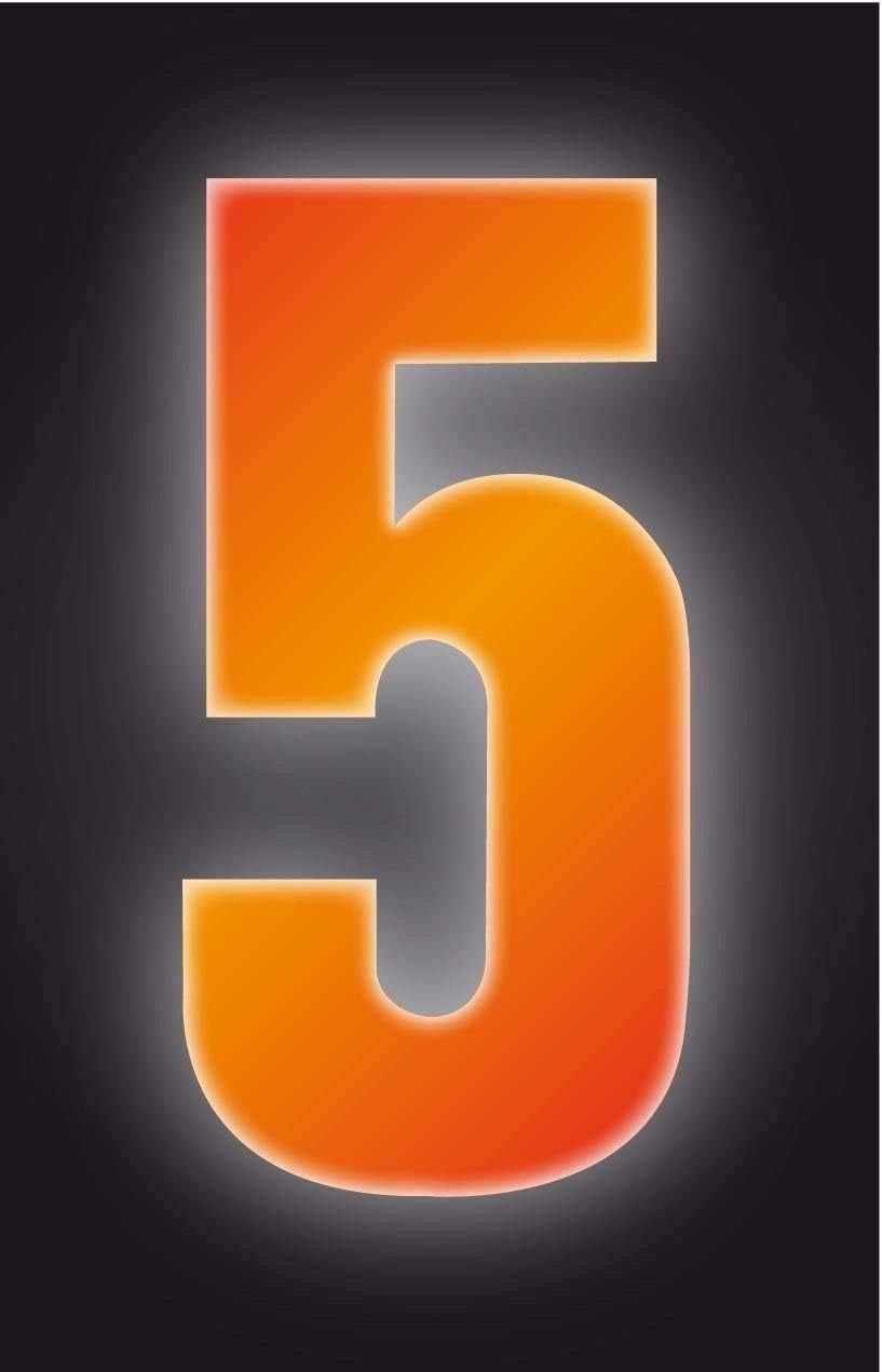 WHL Pack of 2 Hi Vis Wheelie Bin House Numbers Orange Number 5 : Amazon ...