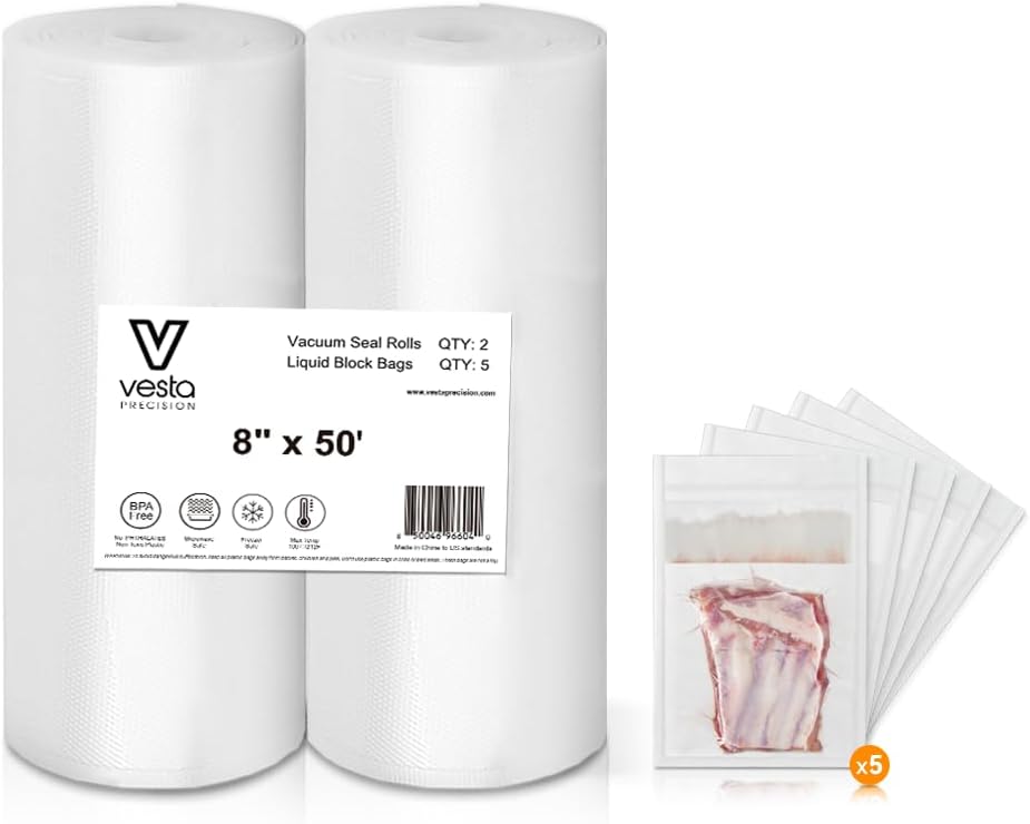 Amazon.com: 8" x 50' Vacuum Sealer Rolls, 2 Pack with 5 Liquid Block ...