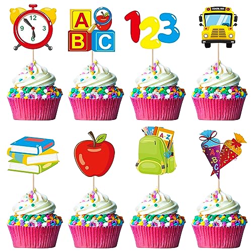 SYKYCTCY 32 Pack Back to School Cupcake Toppers 8 Designs First Day of ...
