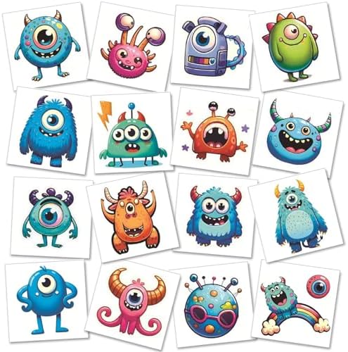 Amazon.com : Monster Temporary Tattoo for Kids, 12 Sheet Cute ...